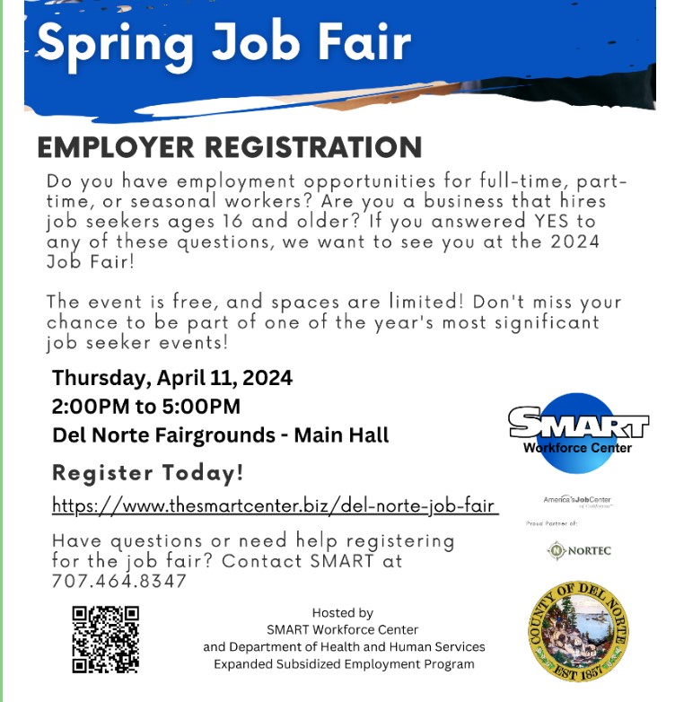 EVENT: Spring Job Fair April 11, 2024 – Crescent City Times.com